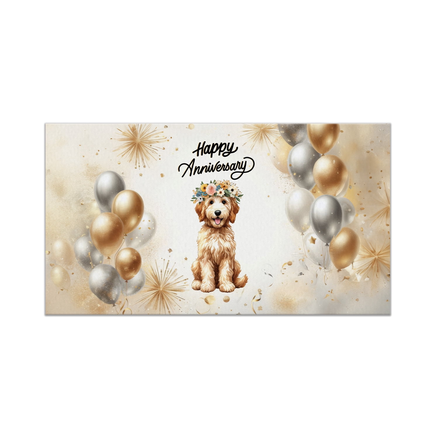 Happy Anniversary Goldendoodle Celebrates Wedding Love Family Party ...