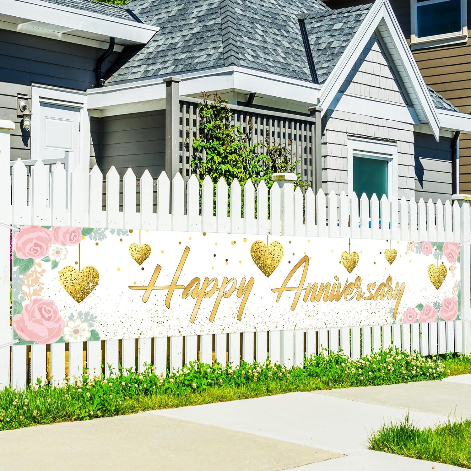 Happy Anniversary Large Banner - Happy Birthday Sign Yard Backdrop ...