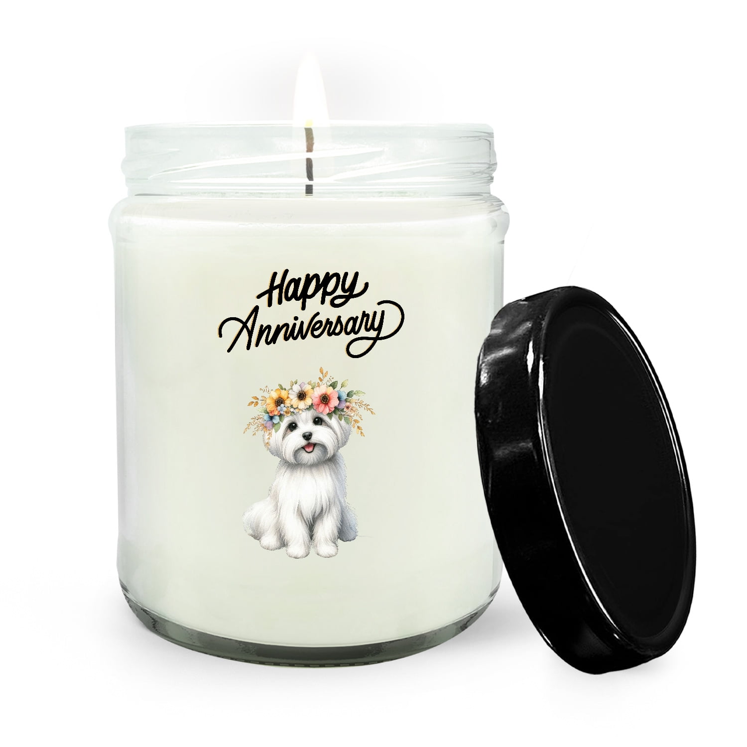 Happy Anniversary Maltese Celebrates Wedding Love Family Party Soy Wax ...