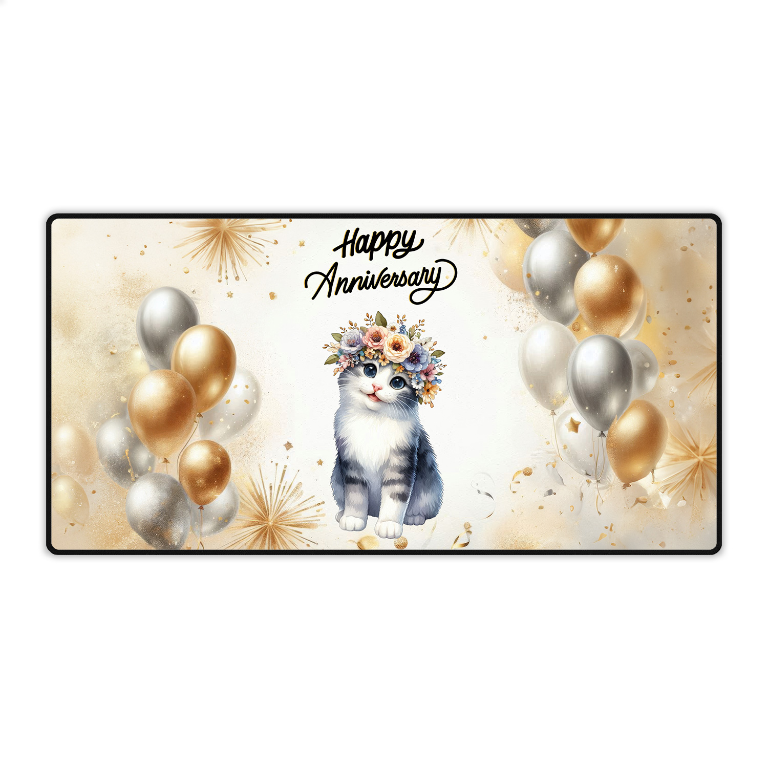 Happy Anniversary Manx Celebrates Wedding Love Family Party Desk Mat ...