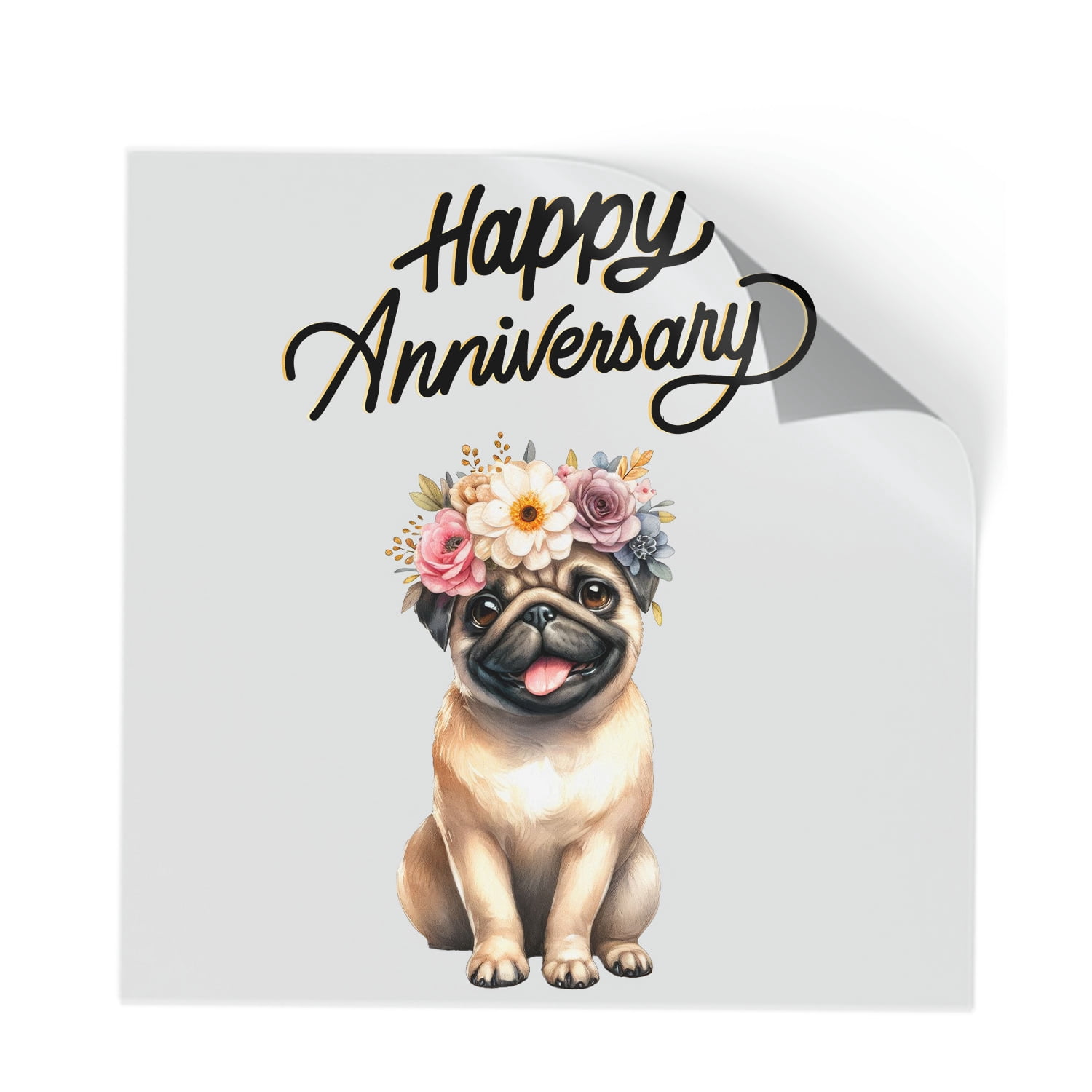 Happy Anniversary Pug Celebrates Wedding Love Family Party Cutout ...