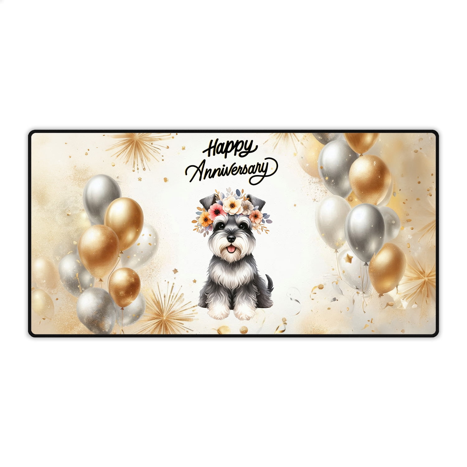 Happy Anniversary Schnauzer Celebrates Wedding Love Family Party Desk ...