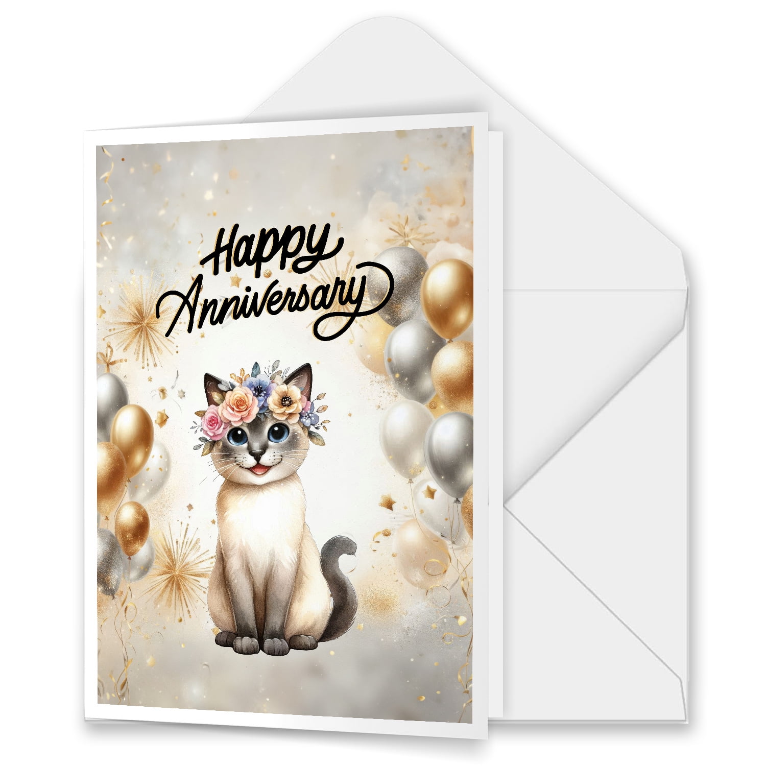 Happy Anniversary Siamese Celebrates Wedding Love Family Party 5x7in ...
