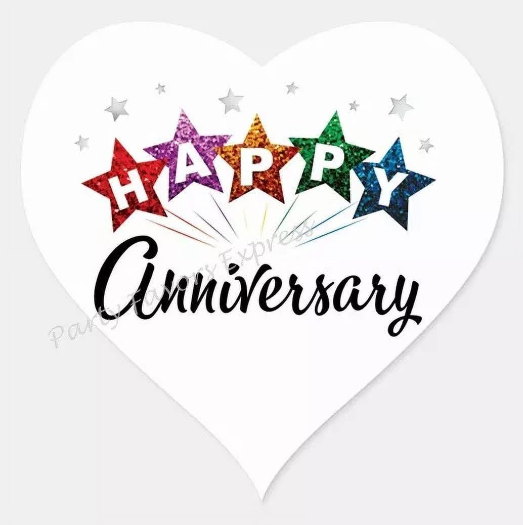 Happy Anniversary Stickers Party Favors - (Heart Shaped) Phone Decal ...