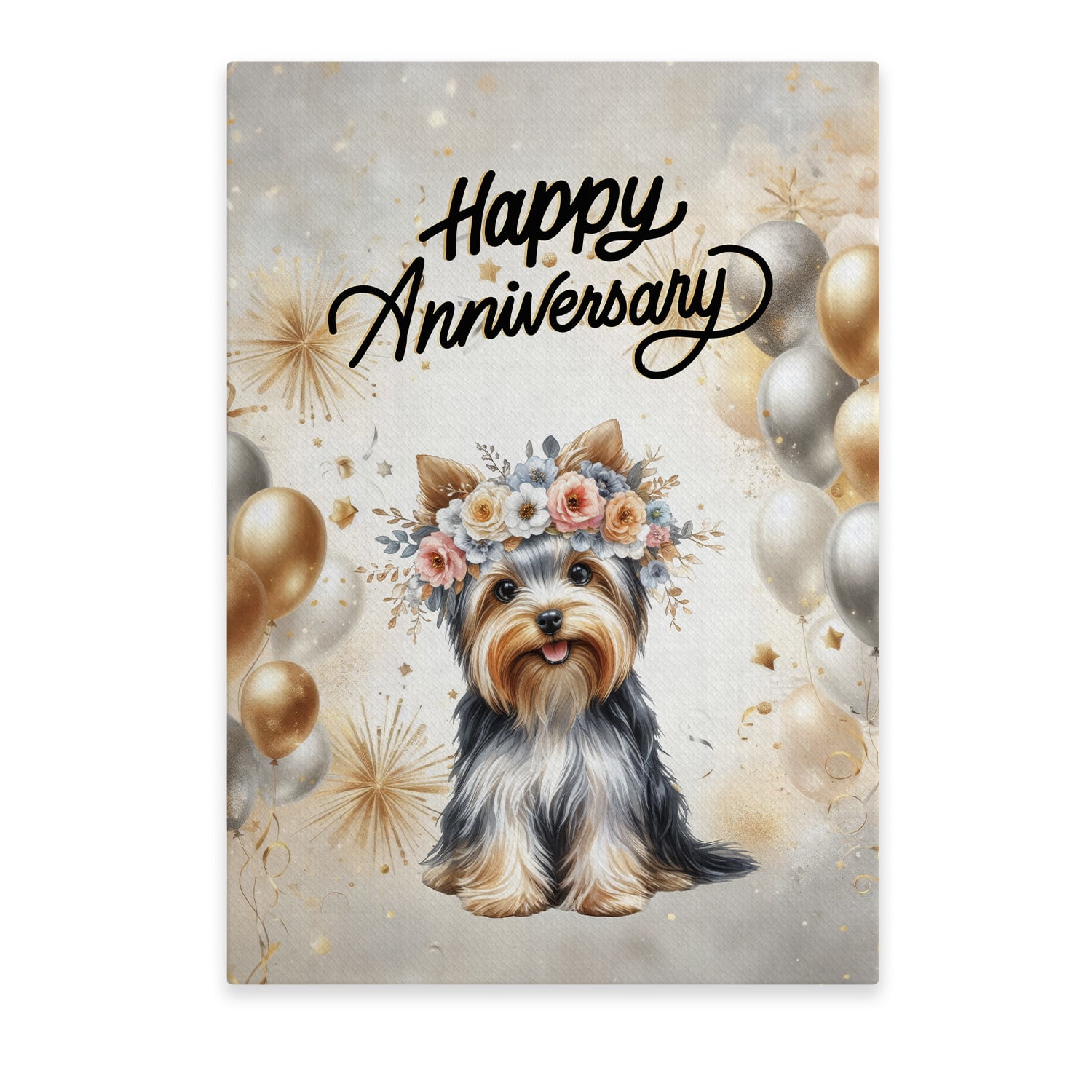 Happy Anniversary Yorkshire Terrier Celebrates Wedding Love Family ...