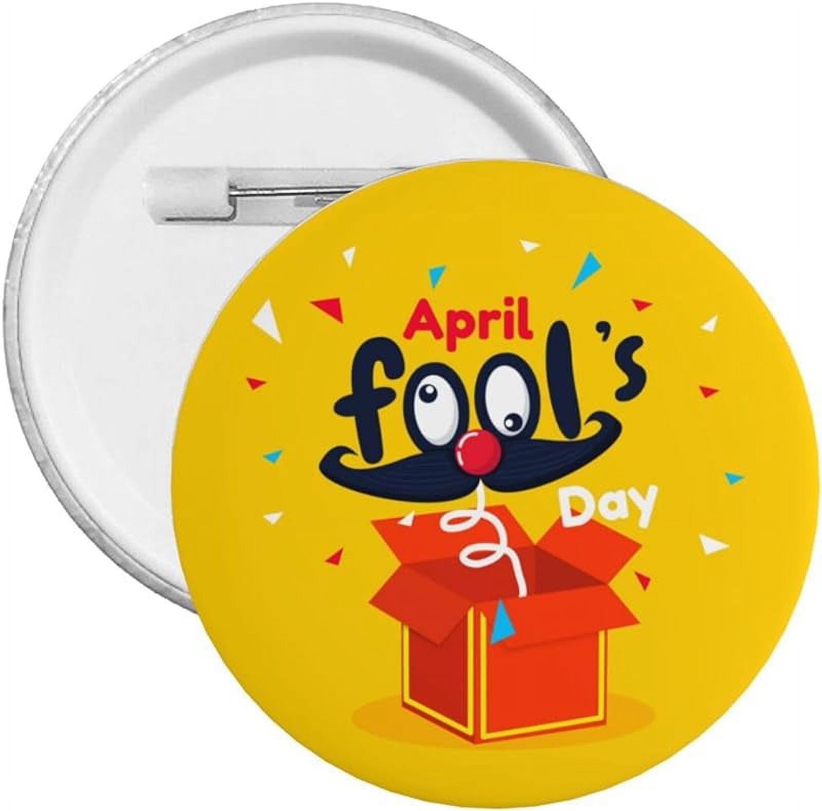 Happy April Fools' Day Funny Pattern Buttons-Decorate Round Badges With ...