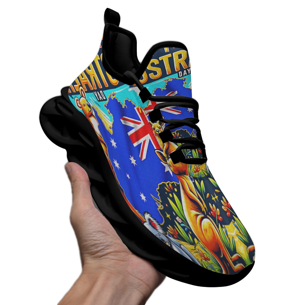 Happy Austalia Day Kangaroo and Koala Shoes Sneakers Black Size 5 ...