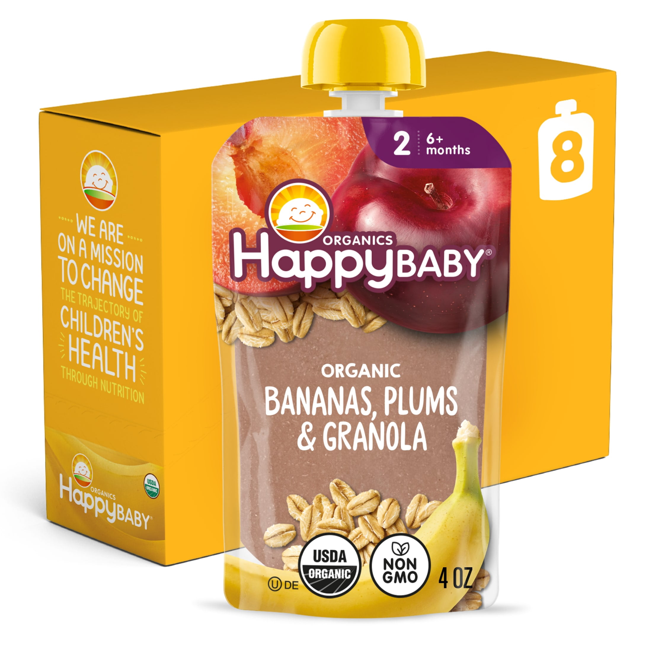 Happy Baby Clearly Crafted, Stage 2 Meals, Bananas Plums & Granola ...