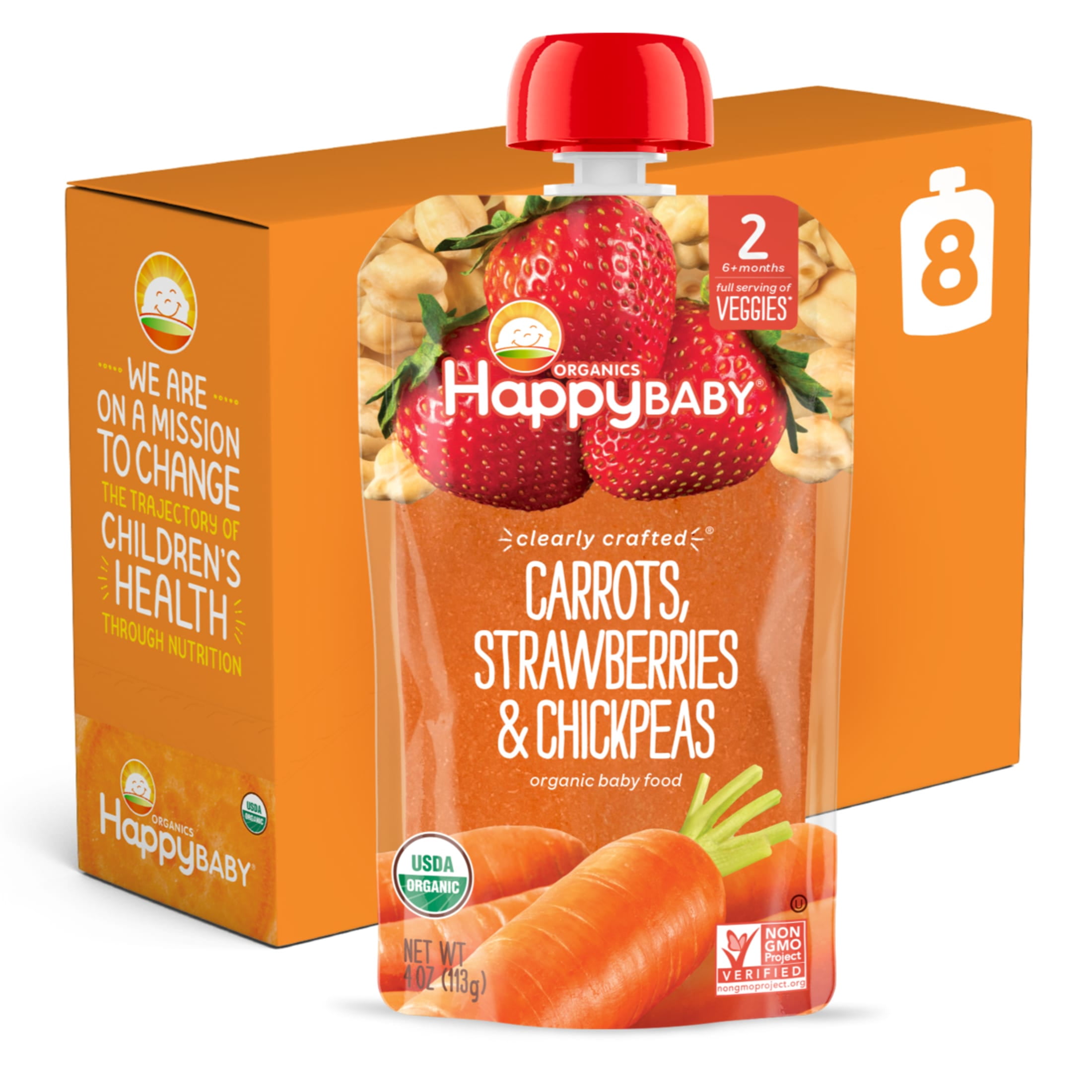 (8 Pouches) Happy Baby Clearly Crafted, Stage 2, Organic Baby Food ...