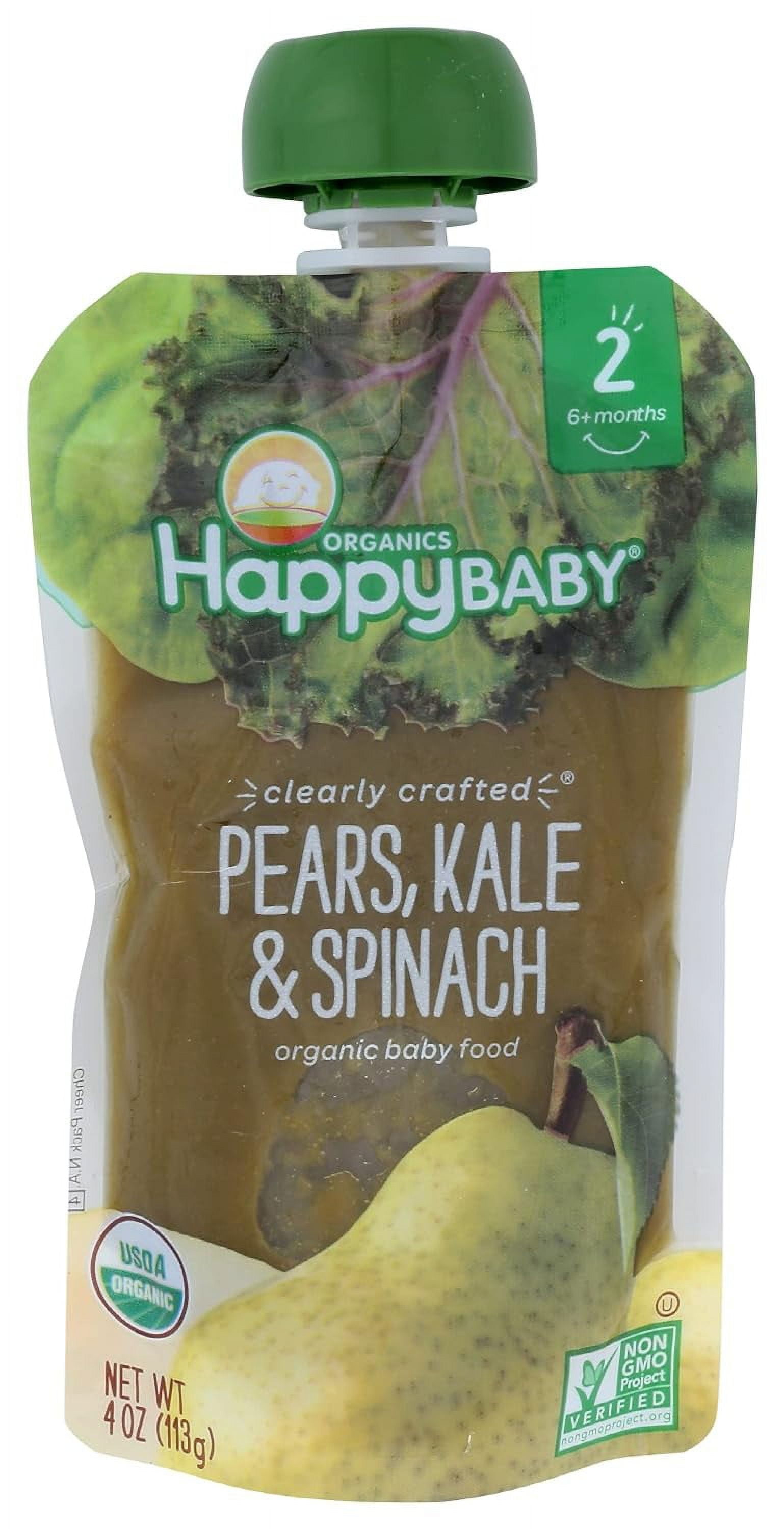 Happy Baby Pears Kale and Spinach Organic Baby Food, 4 Oz Pouch 4 Ounce ...