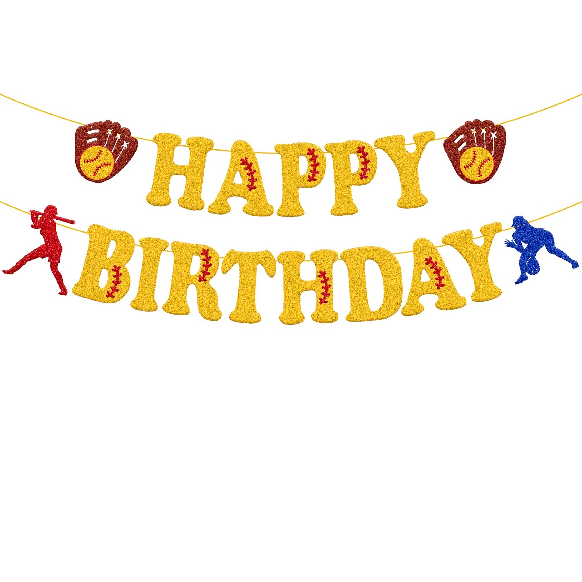 Happy Baller Birthday Banner - Girl's Fastpitch Softball Player Theme ...