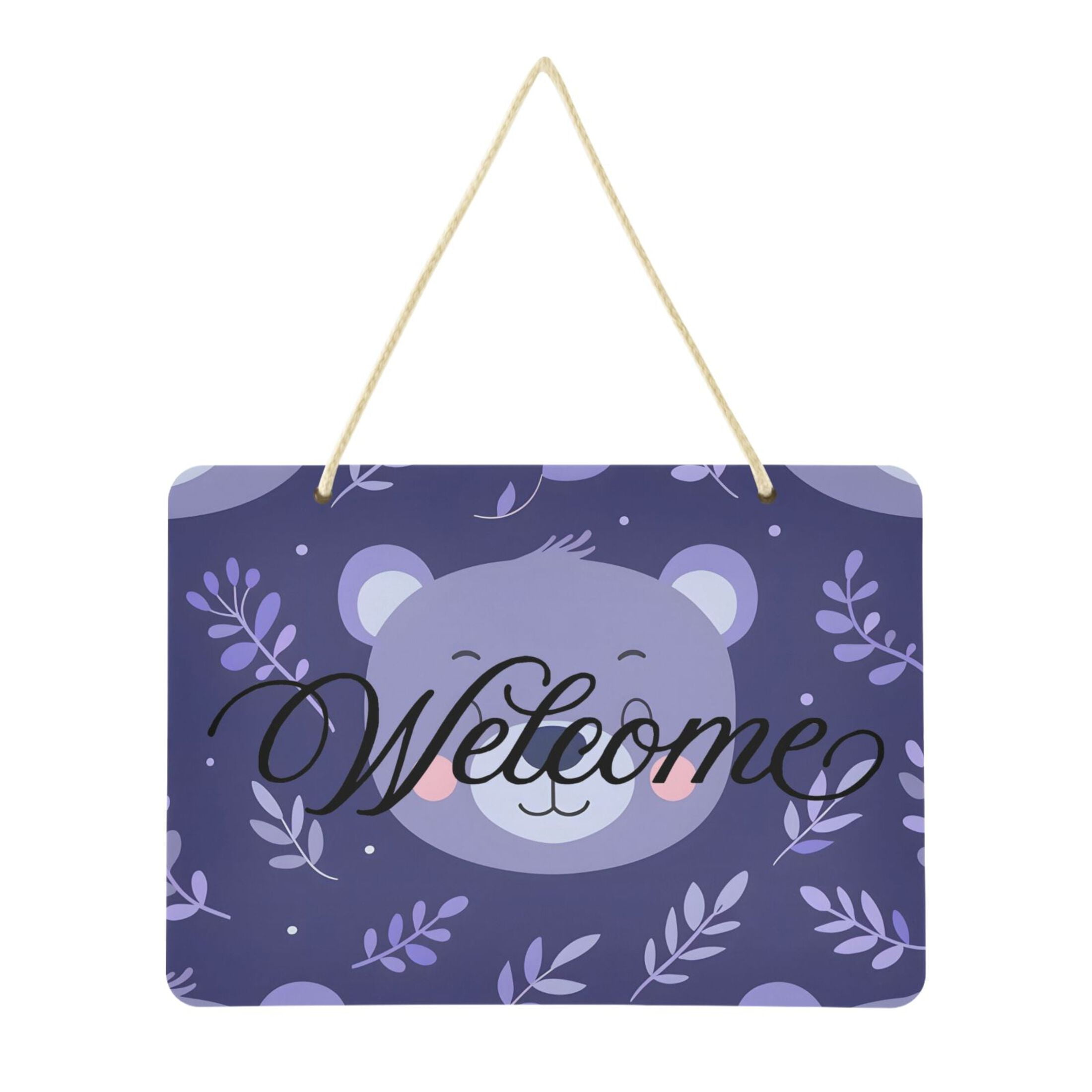 Happy Bear Face Welcome Sign Front Door PVC 14x10 inch Hanger Hello ...