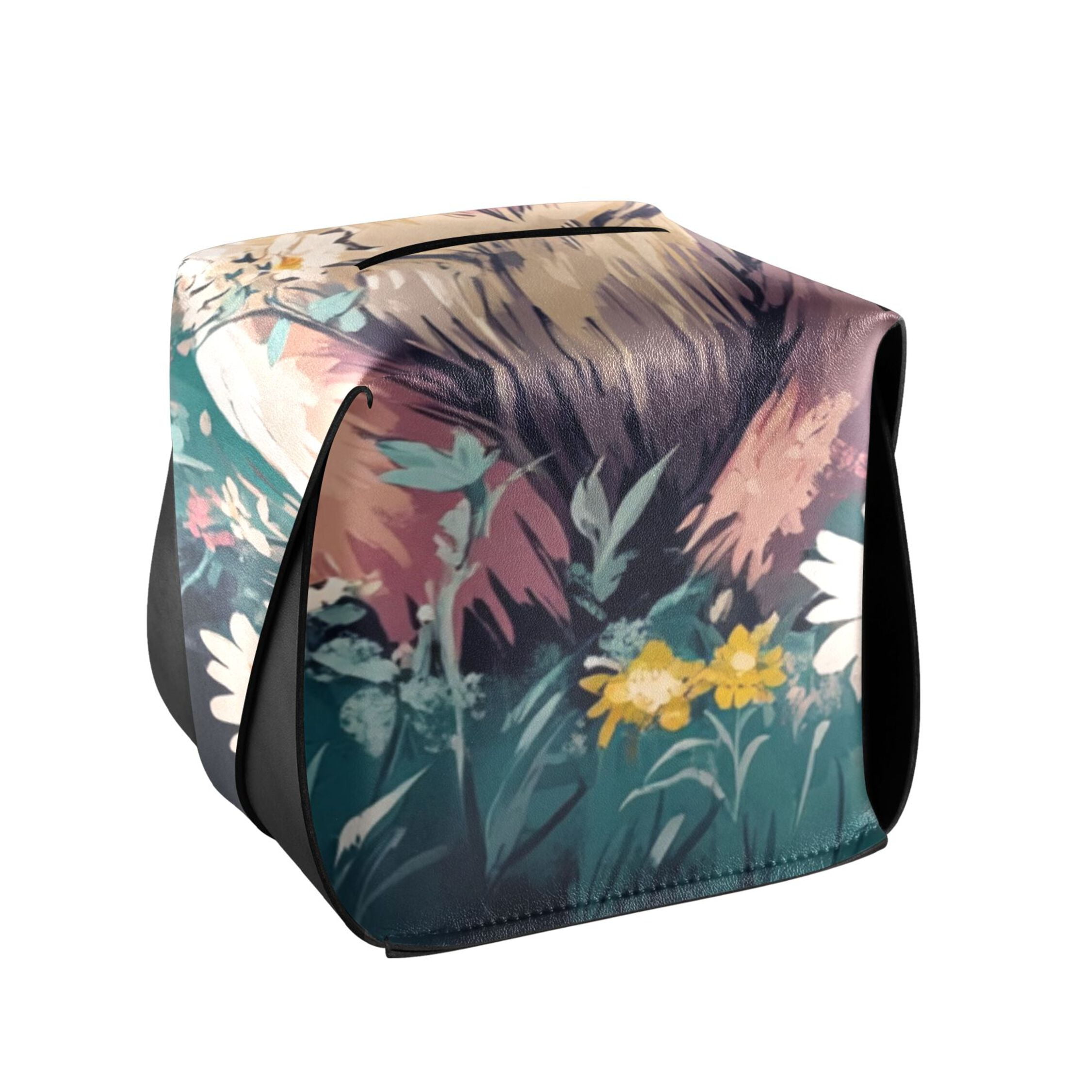 Happy Bear in Flower Field Tissue Box Cover Leather Square Rectangle ...