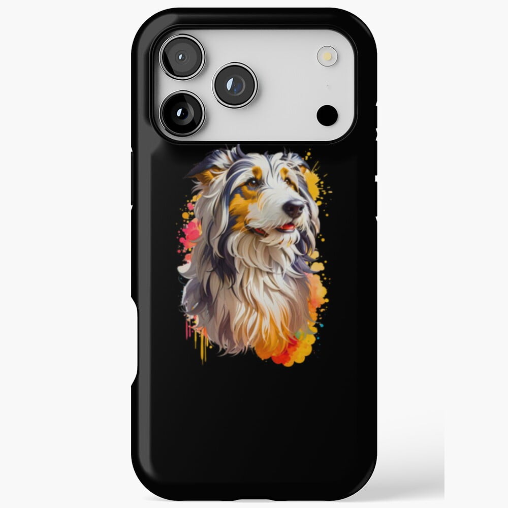 Happy Bearded Collie Dog Sticker Design iPhone Case 17 through 11 Pro ...