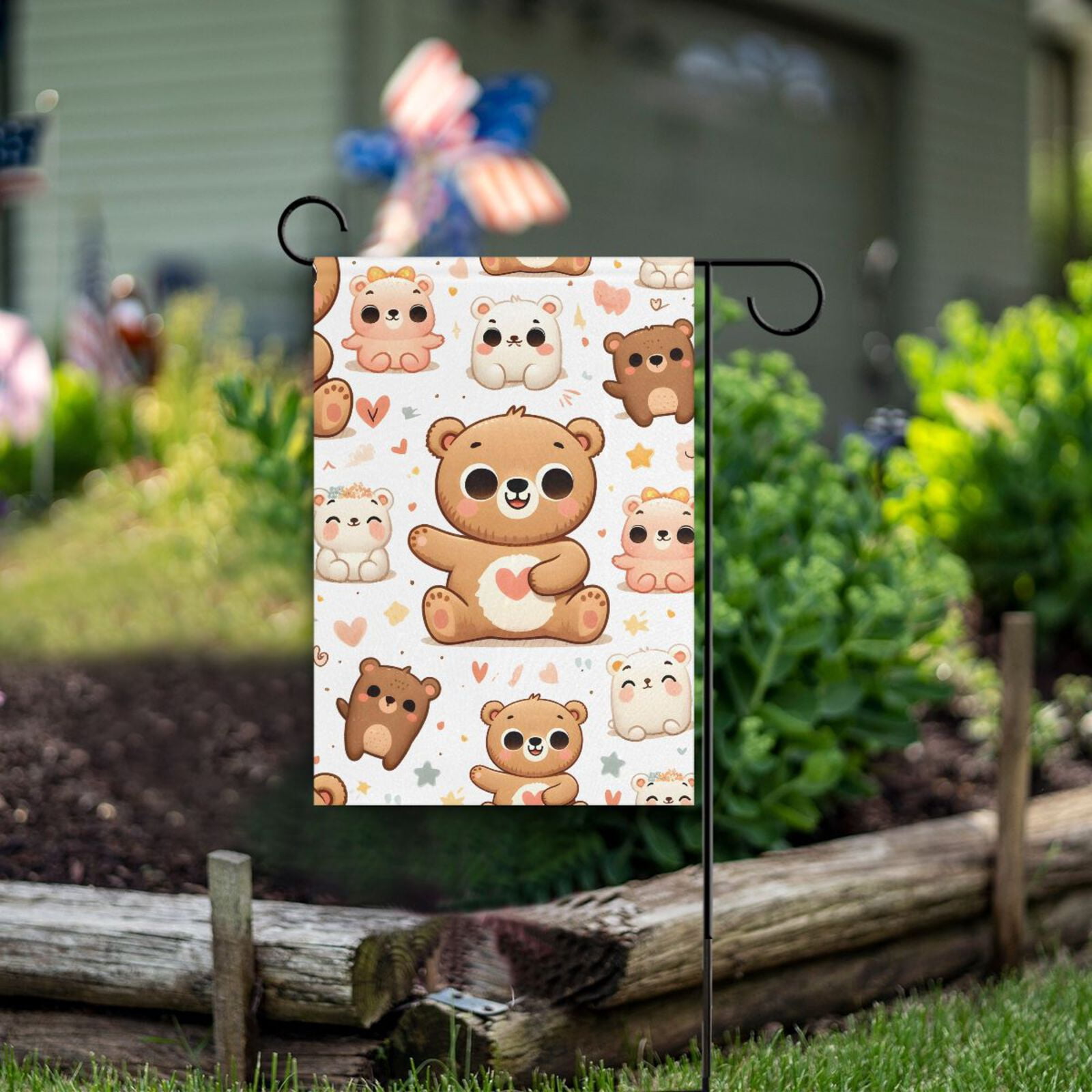 Happy Bears Garden Flag Double Sided Outdoor Banners for Courtyard ...