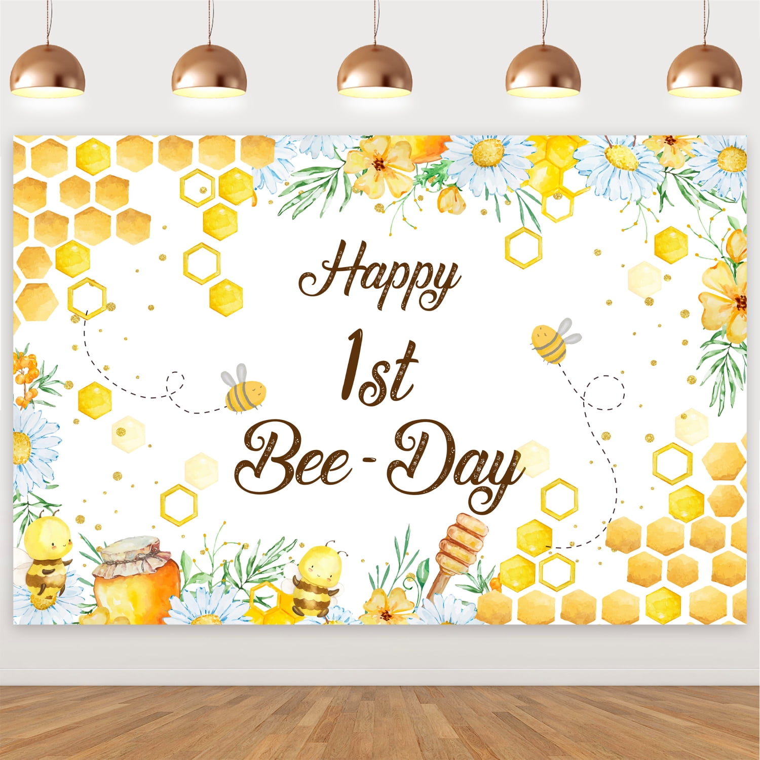 Happy Bee Day 1st Birthday Decorations，Bumblebee Backdrop for Baby ...