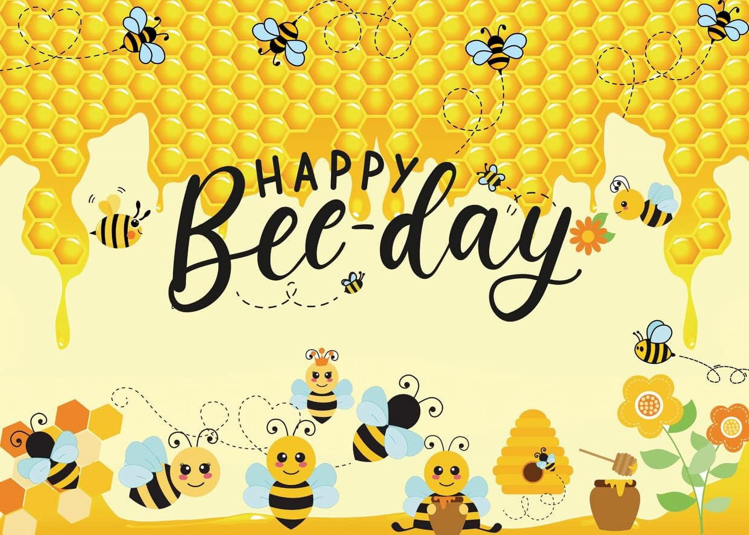 Happy Bee Day Backdrop Yellow Honeycomb Backdrop Happy Bee Day Banner ...