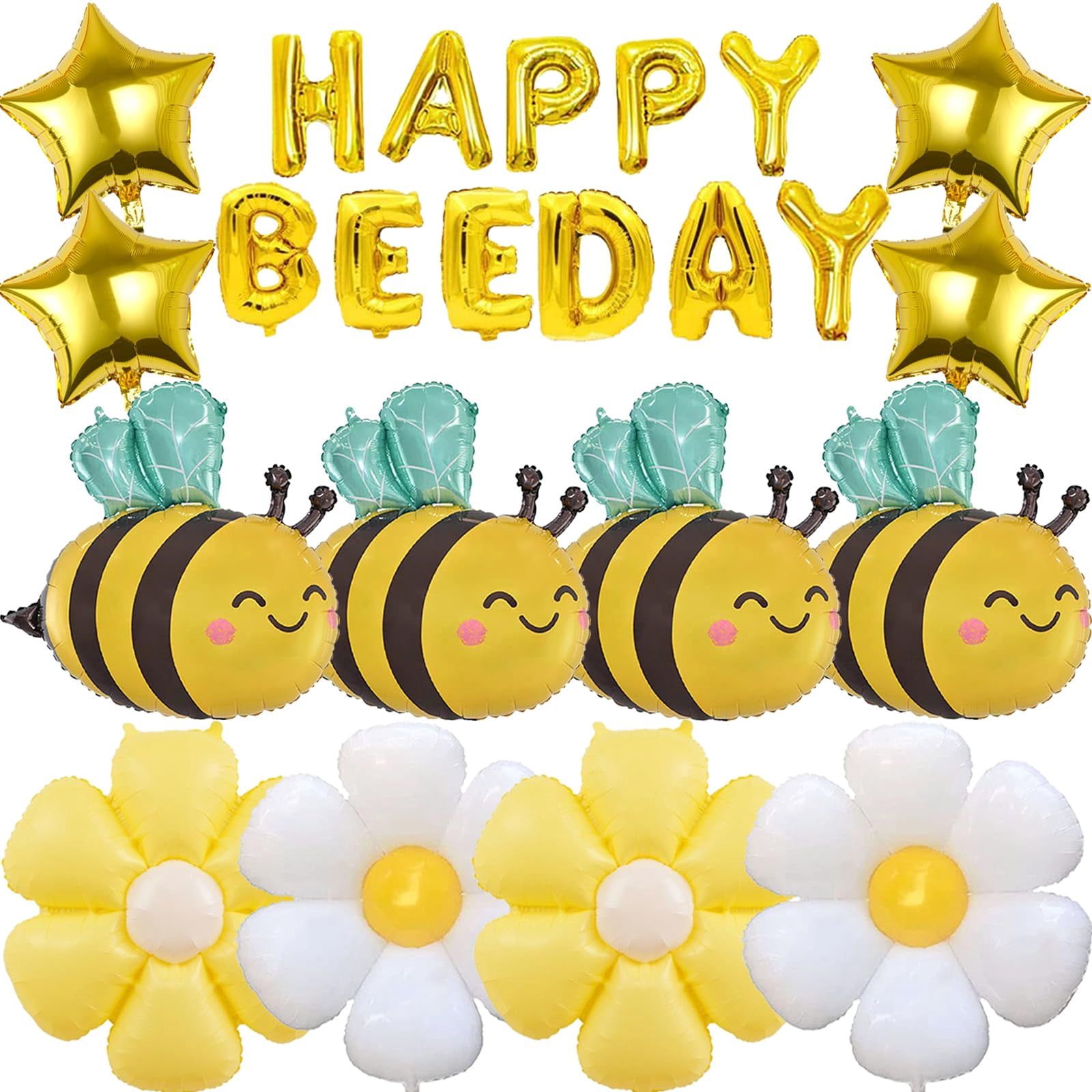 Happy Bee Day Decorations YPF5 Pack of 23, Happy Bee Day Balloon Daisy ...