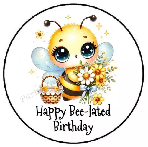 Happy Bee Lated Birthday Stickers Party Favors Phone Decal Water Bottle ...