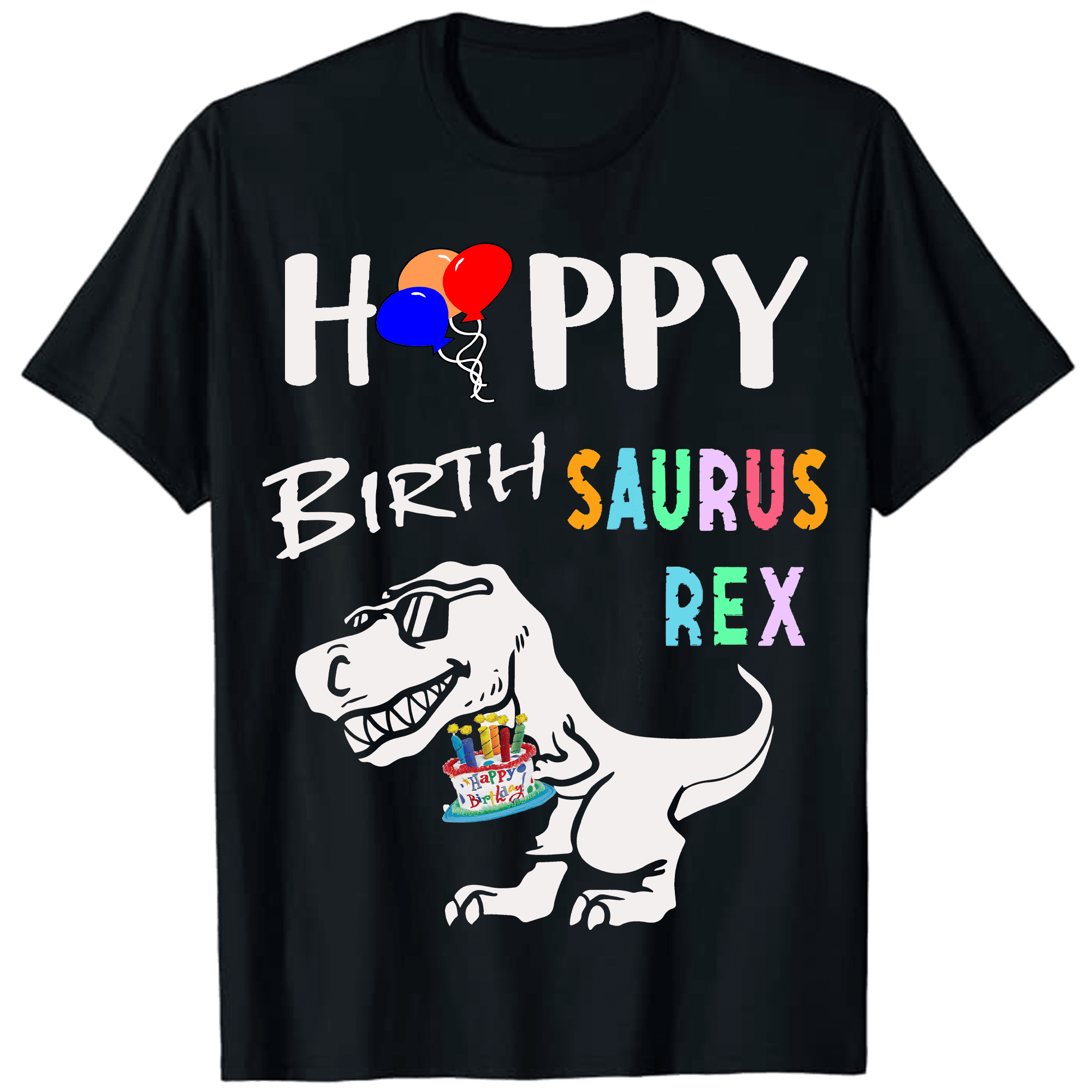 Happy Birth Saurus Rex Youth Birthday T-Shirt Size 10-12 - Walmart.com