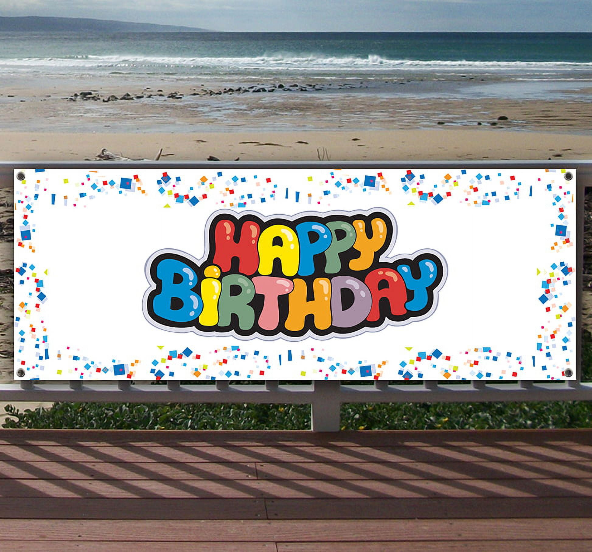 Happy Birthday 13 oz Vinyl Banner With Metal Grommets - Walmart.com