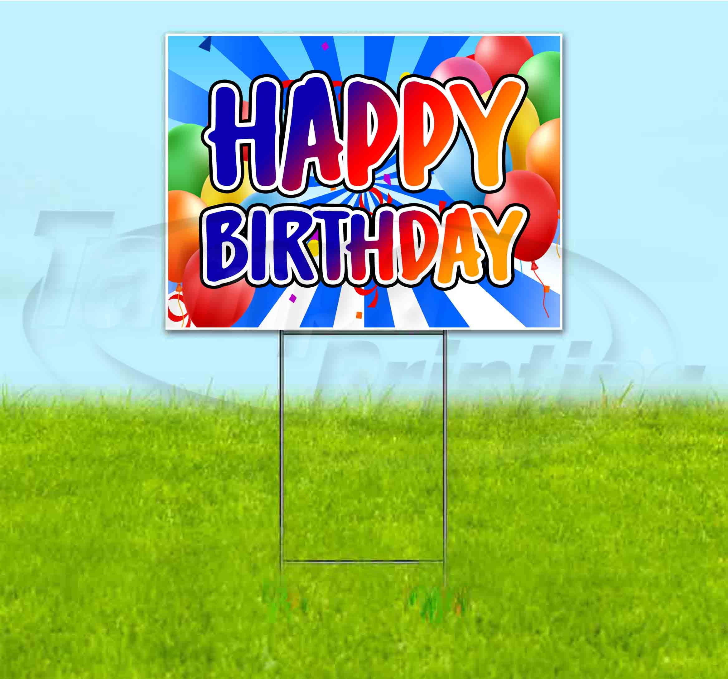 Happy Birthday (18" x 24") Yard Sign, Includes Metal Step Stake - Walmart Business Supplies