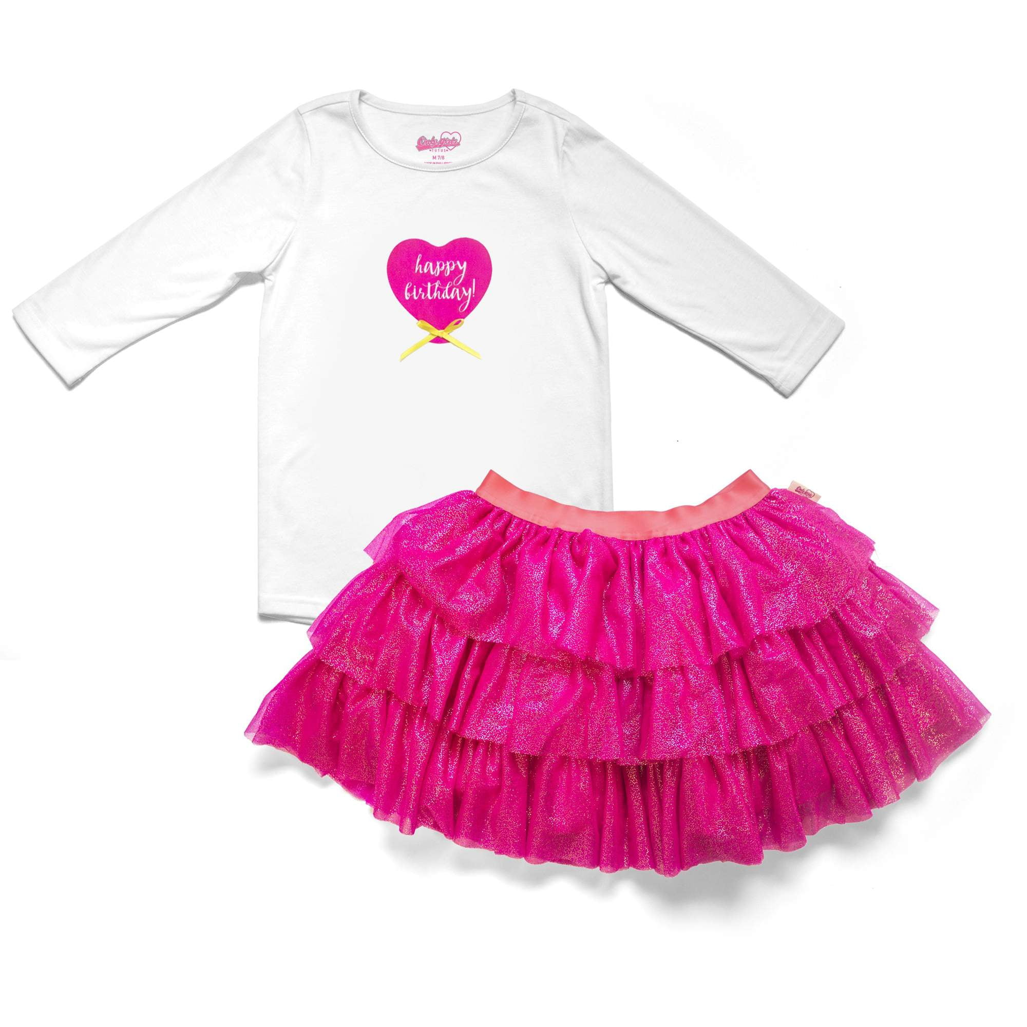 Happy Birthday 3/4 Sleeved Top and Tiered Tutu Skirt 2pc Set - Walmart.com