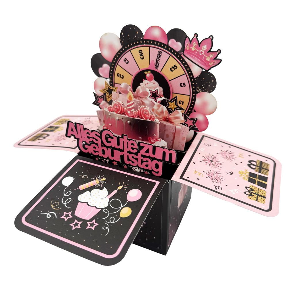 Happy Birthday 3D Box Greeting Card Lucky Draw Wheel in Different ...