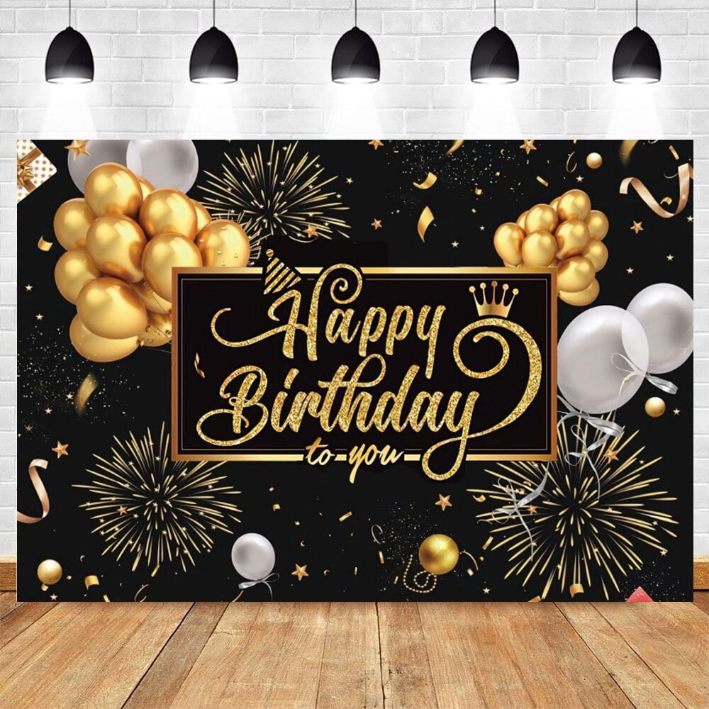 Happy Birthday Adult Party Glitter Golden Dots Backdrop Baby Shower Family Gathering Custom ...