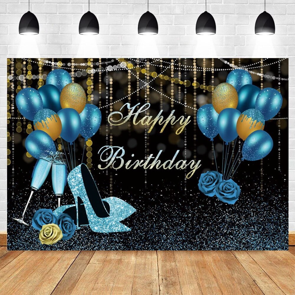 Happy Birthday Adult Party Glitter Golden Dots Backdrop Baby Shower Family Gathering Custom ...