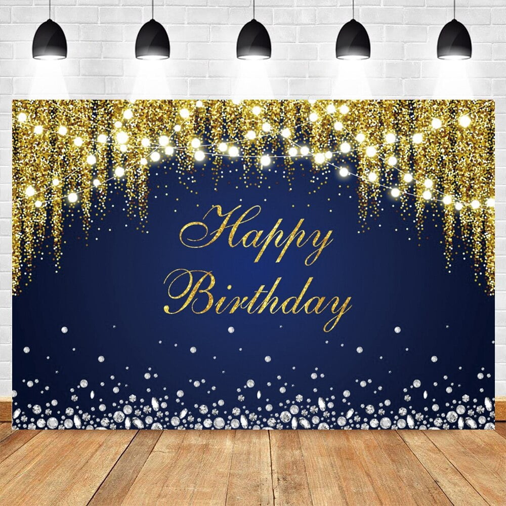 Happy Birthday Adult Party Glitter Golden Dots Backdrop Baby Shower Family Gathering Custom ...