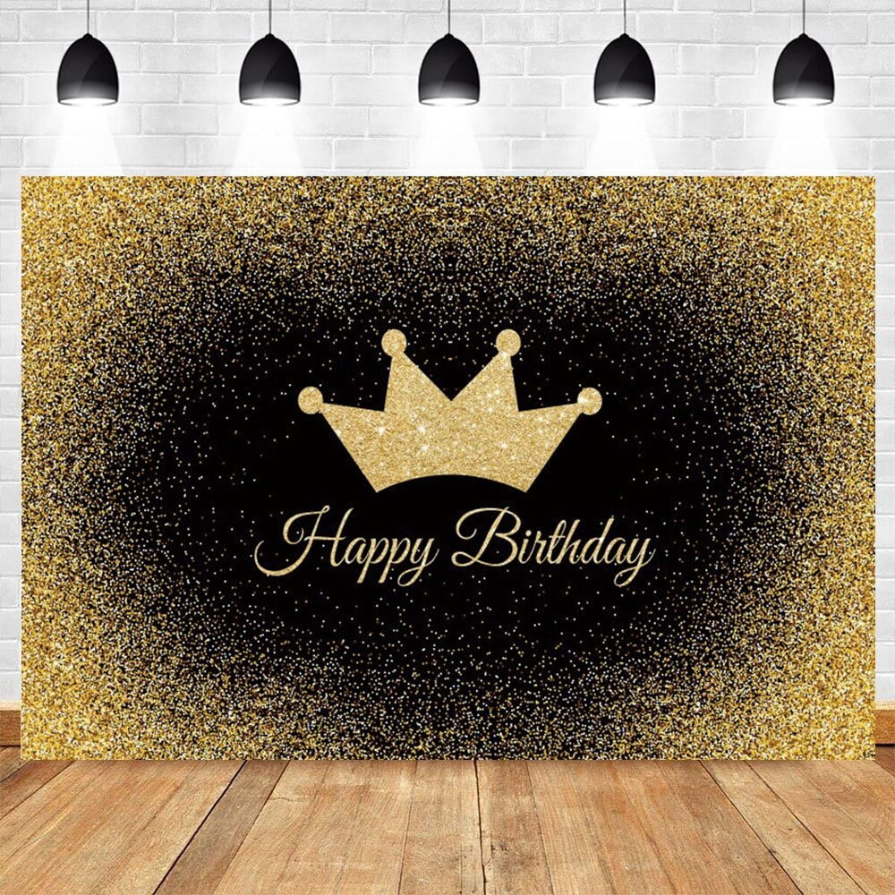 Happy Birthday Adult Party Glitter Golden Dots Backdrop Baby Shower Family Gathering Custom ...
