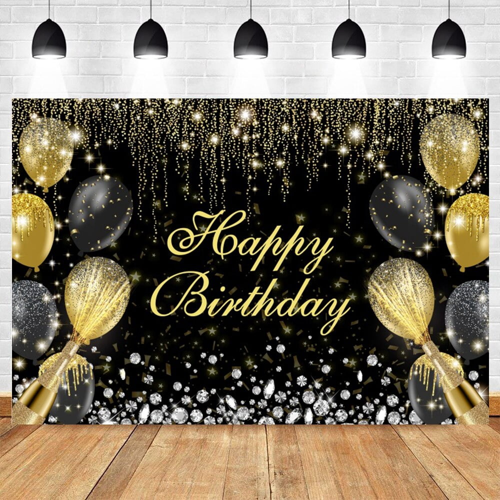 Happy Birthday Adult Party Glitter Golden Dots Backdrop Baby Shower Family Gathering Custom ...
