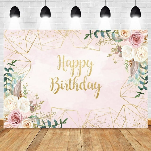 Happy Birthday Adult Party Glitter Golden Dots Backdrop Baby Shower Family Gathering Custom ...