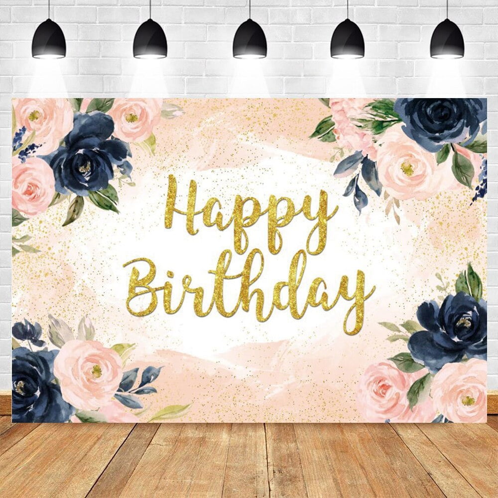 Happy Birthday Adult Party Glitter Golden Dots Backdrop Baby Shower Family Gathering Custom ...