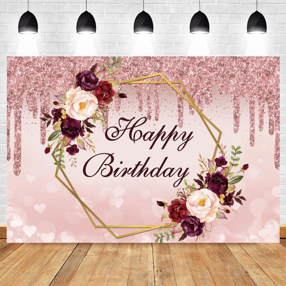 Happy Birthday Adult Party Glitter Golden Dots Backdrop Baby Shower Family Gathering Custom ...
