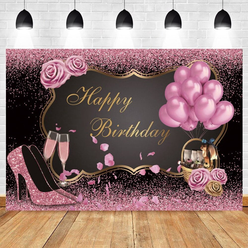 Happy Birthday Adult Party Glitter Golden Dots Backdrop Baby Shower Family Gathering Custom ...