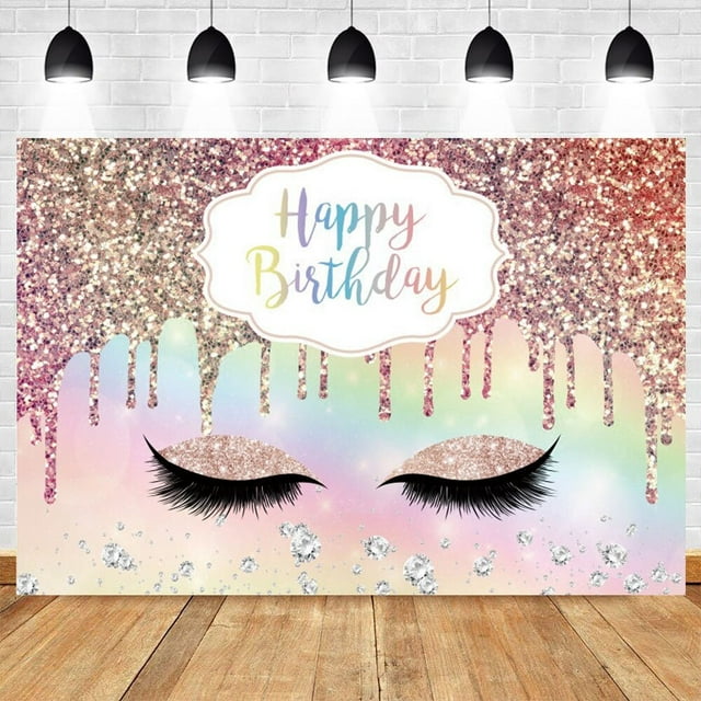 Happy Birthday Adult Party Glitter Golden Dots Backdrop Baby Shower Family Gathering Custom ...