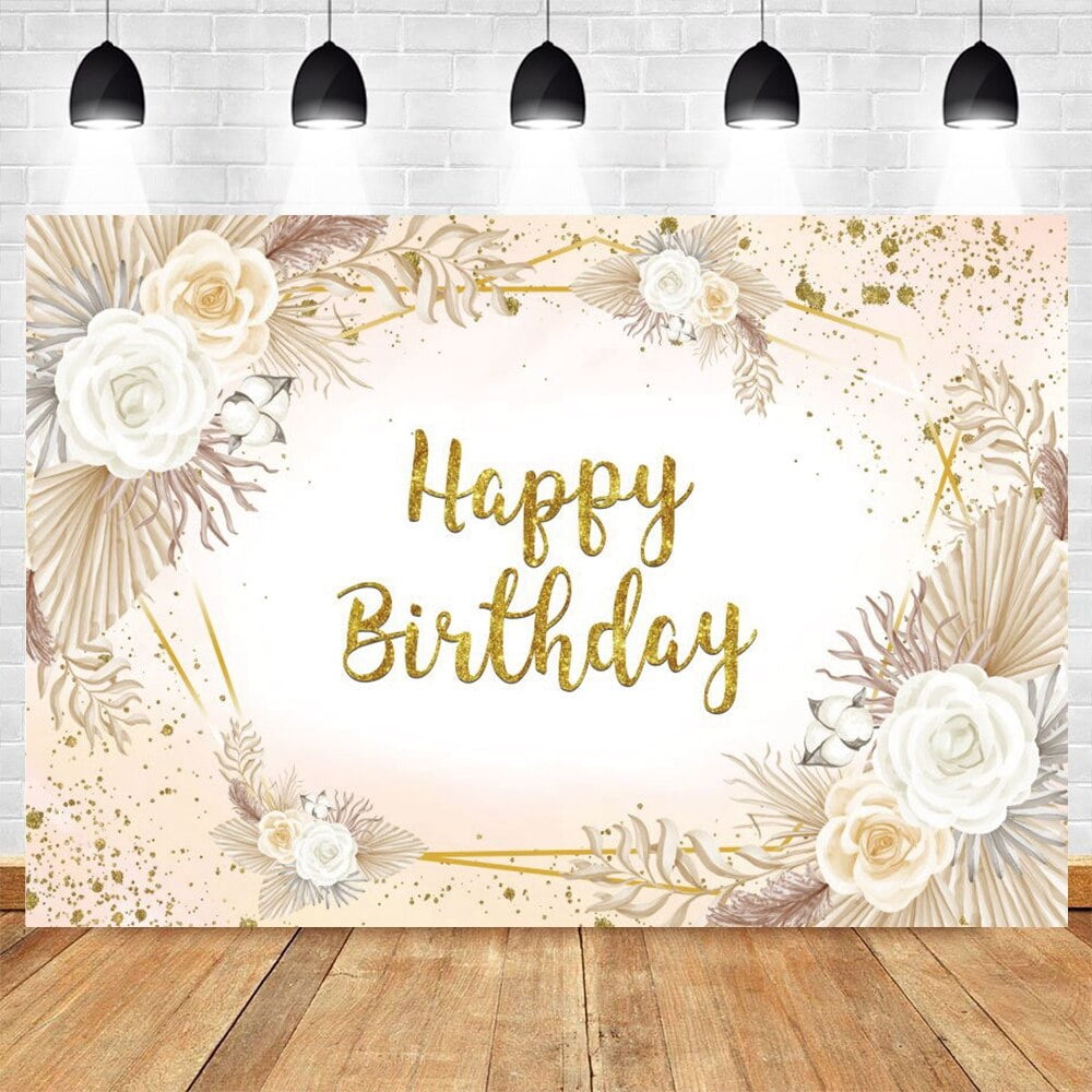 Happy Birthday Adult Party Glitter Golden Dots Backdrop Baby Shower Family Gathering Custom ...