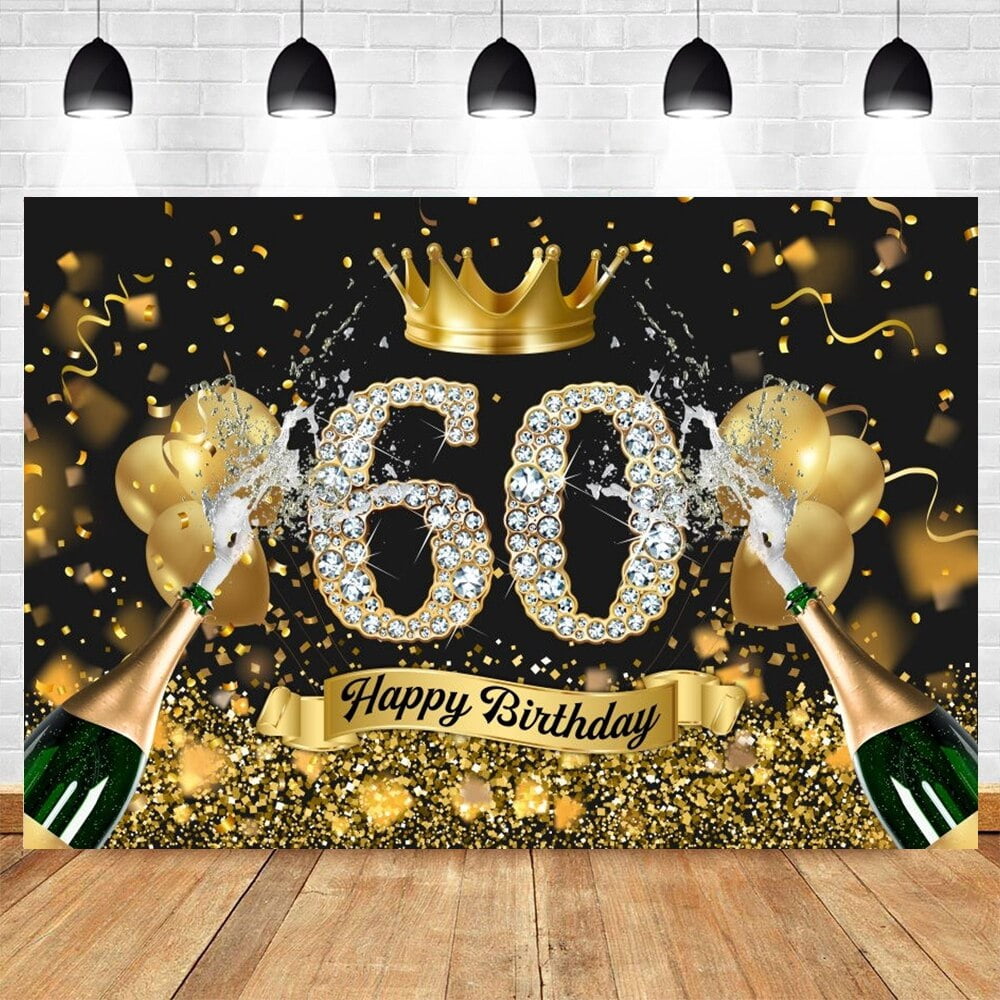 Happy Birthday Adult Party Glitter Golden Dots Backdrop Baby Shower Family Gathering Custom ...