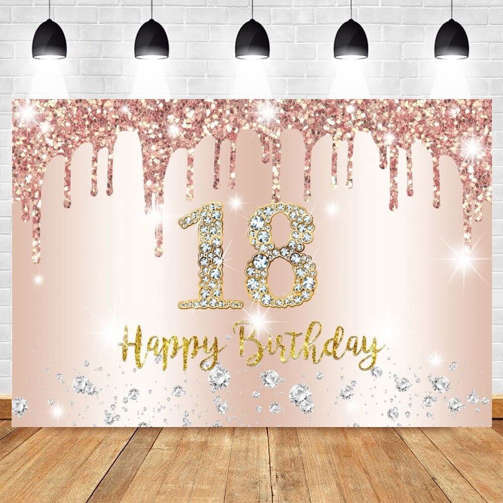 Happy Birthday Adult Party Glitter Golden Dots Backdrop Baby Shower Family Gathering Custom ...