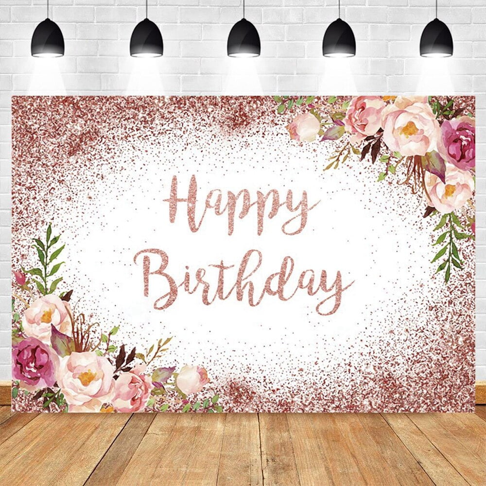 Happy Birthday Adult Party Glitter Golden Dots Backdrop Baby Shower Family Gathering Custom ...