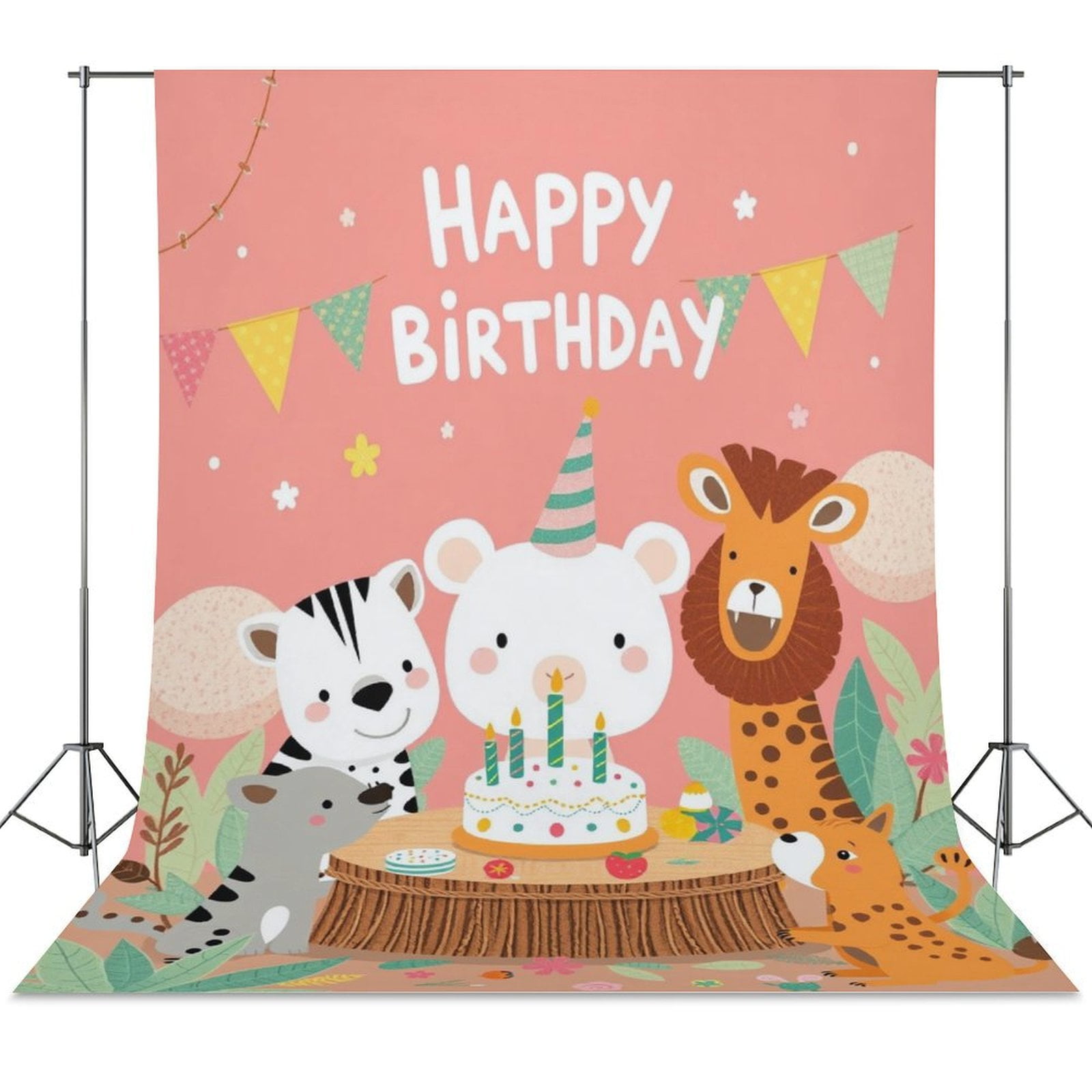 Happy Birthday Animals Cake Decorations BackdropPortrait Photography ...