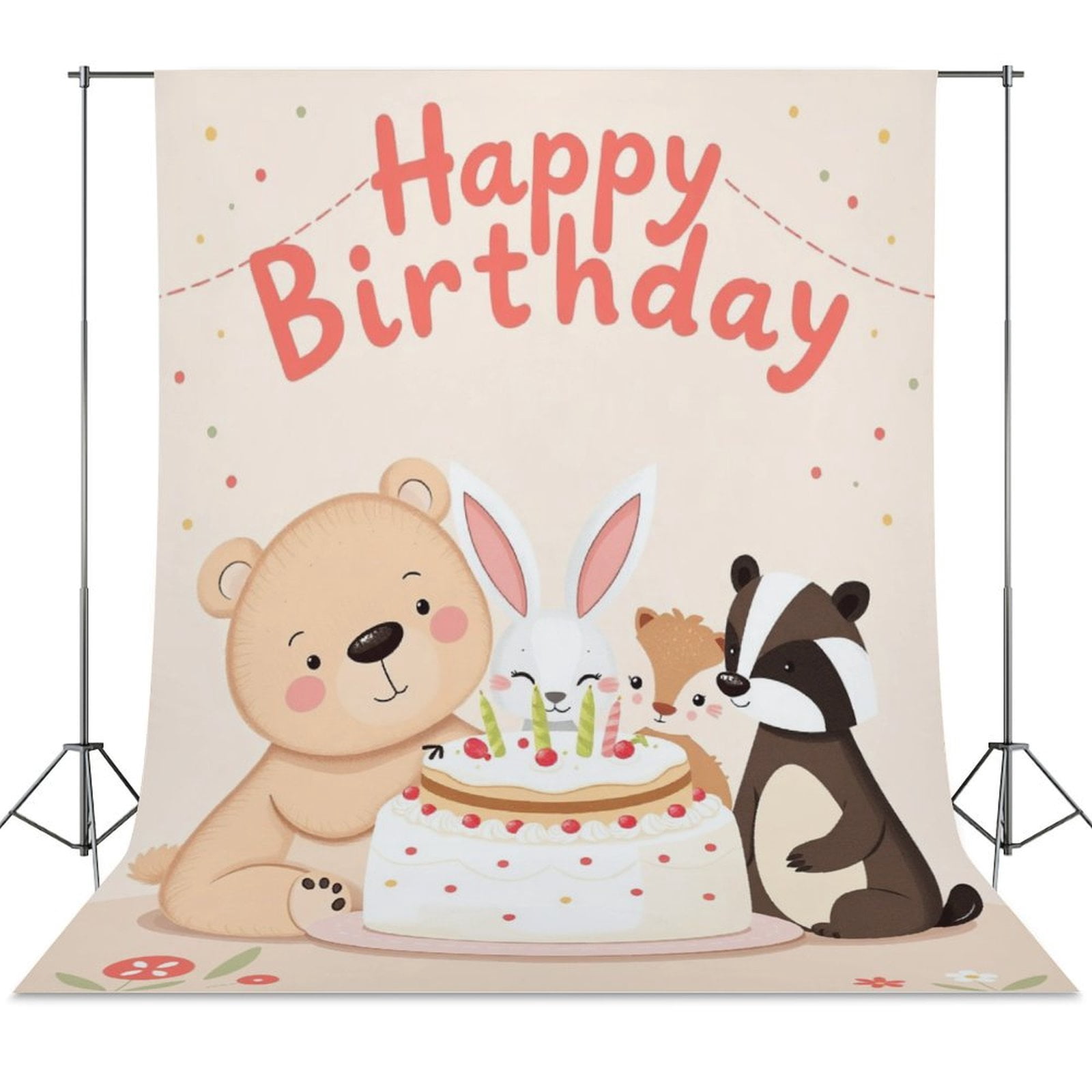 Happy Birthday Animals Cake Party Backdrop Birthday Decoration ...