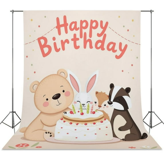 Happy Birthday Animals Cake Party Backdrop Birthday Decoration ...