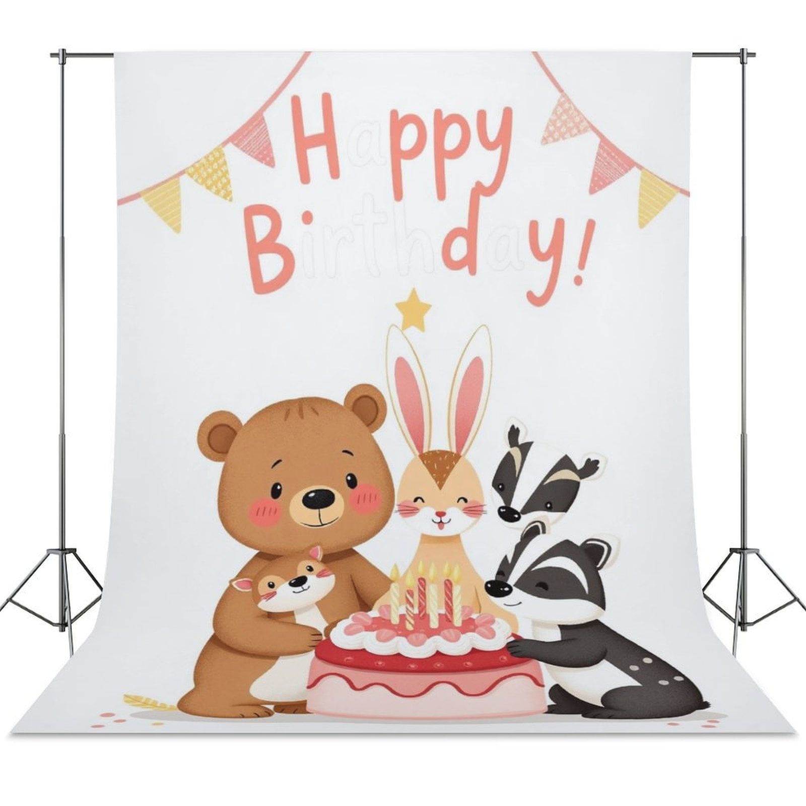 Happy Birthday Animals Cake Party Backdrop Birthday Decoration ...