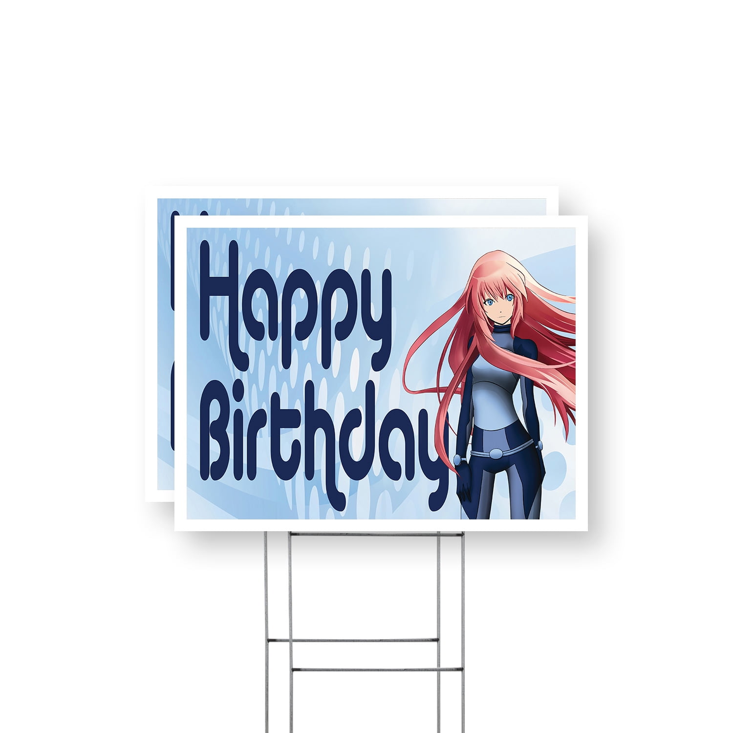 Happy Birthday Anime Yard Sign 2 Pack of 18 Inch x 24 Inch Single Sided ...