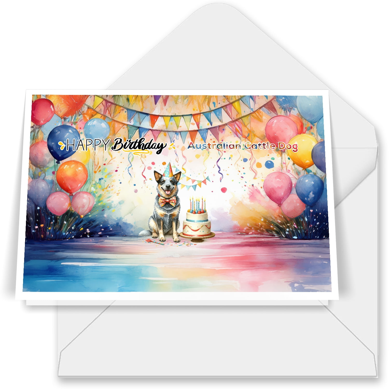 Happy Birthday to Australian Cattle Dog Kitten Party Balloons Cake ...