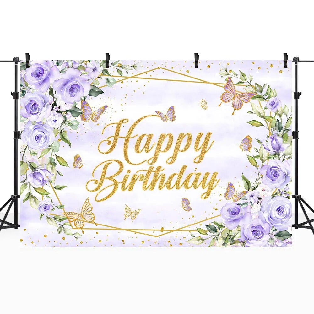 Happy Birthday Backdrop Boho Flowers Pampas Grass Women Girl Birthday ...