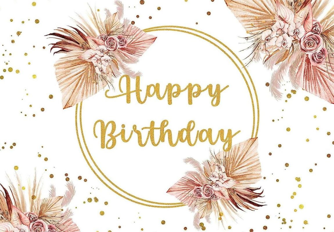 Happy Birthday Backdrop Boho Party Decorations Banner Bohemian Floral ...